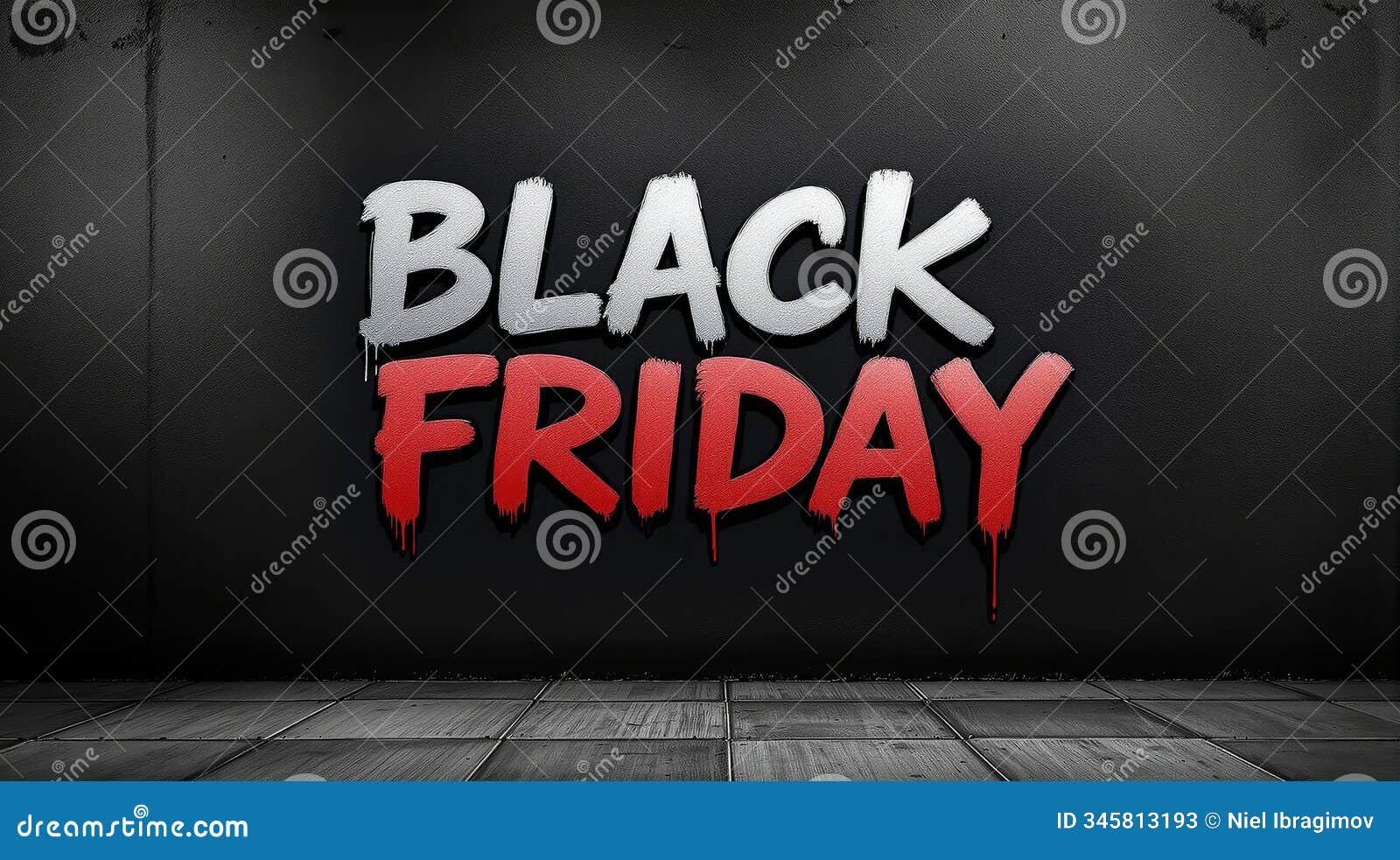 Bold Black Friday Wall Graffiti with Dripping Red and White Letters ...