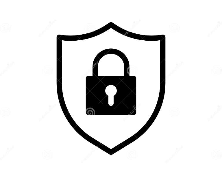 Bold Black Icon of a Padlock Inside a Shield, Representing Security ...