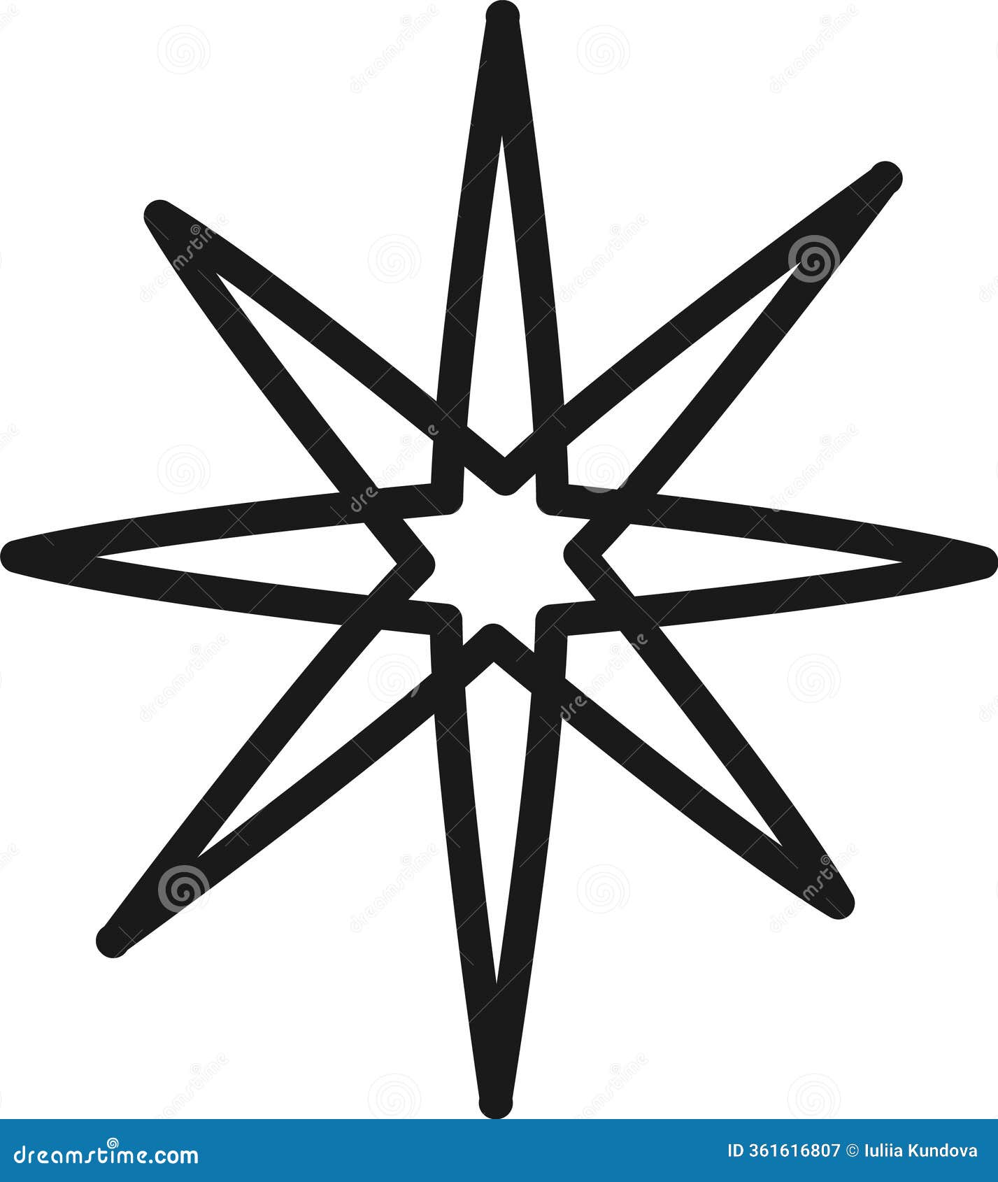 Bold Black Outline Forming an Eight Pointed Star with a Smaller Star at ...