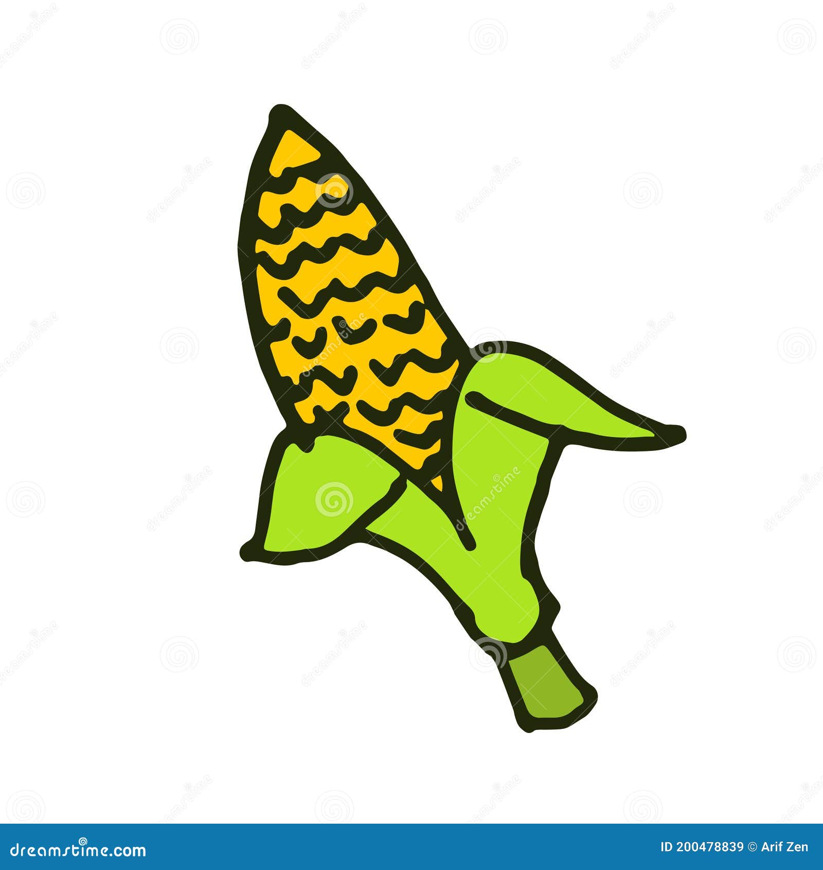 Bold Black Outline of Sweet Corn in the Cob Vector Illustration ...