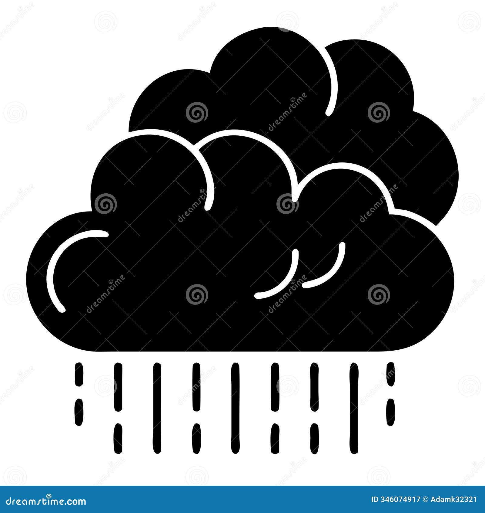 Bold Black Rain Cloud Vector Illustration with Raindrops for Weather ...