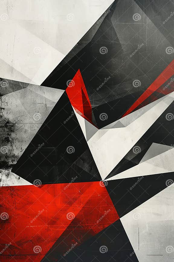 Bold Black, White, and Red Abstract Geometric Design. Stock ...