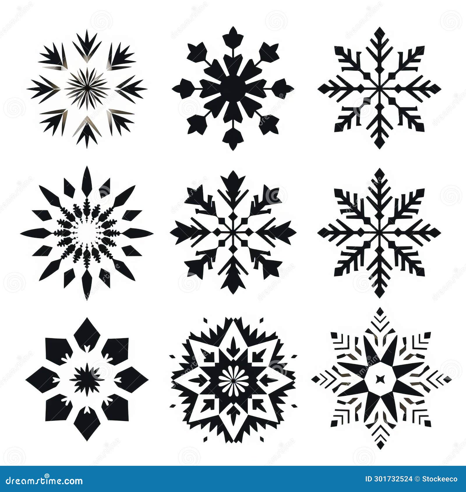 Bold Black and White Snowflake Vector on White Background Stock ...