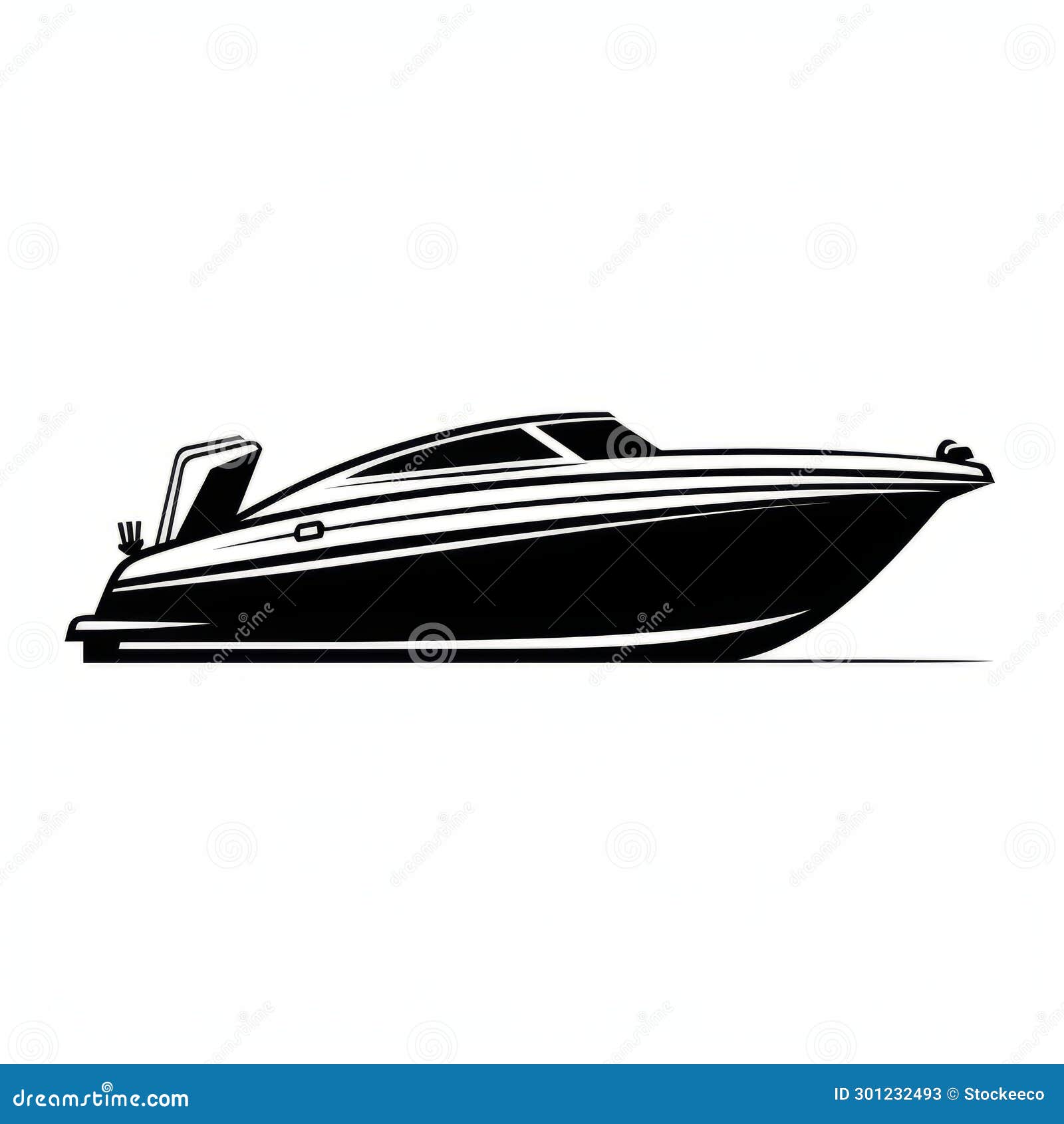 Bold Black and White Speedboat Vector Illustration Stock Illustration ...