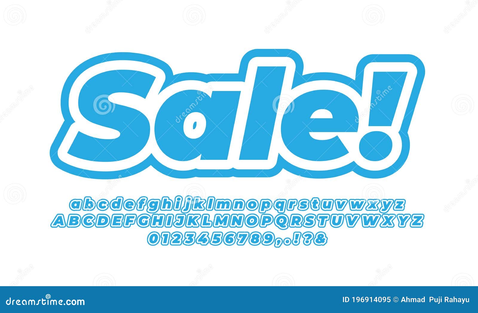 Bold Blue with Outline Letter Number or Font Effect Design Stock Vector ...