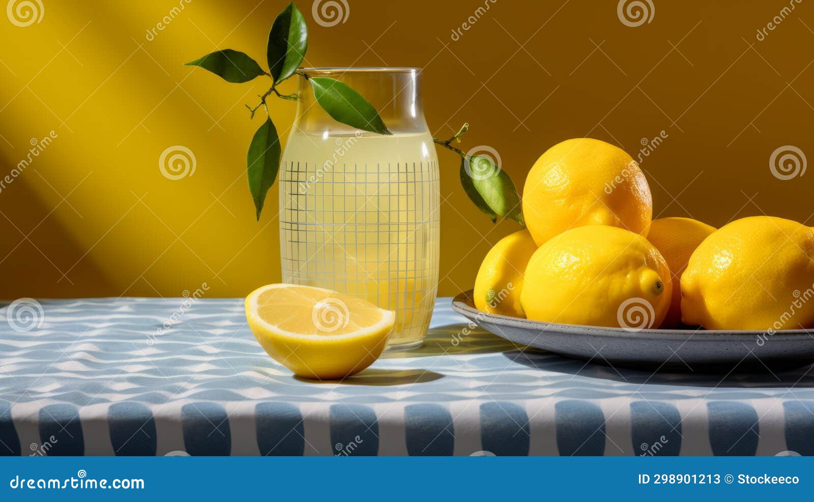 Bold and Bright: a Modernist Grid of Lemons on a Table Stock ...