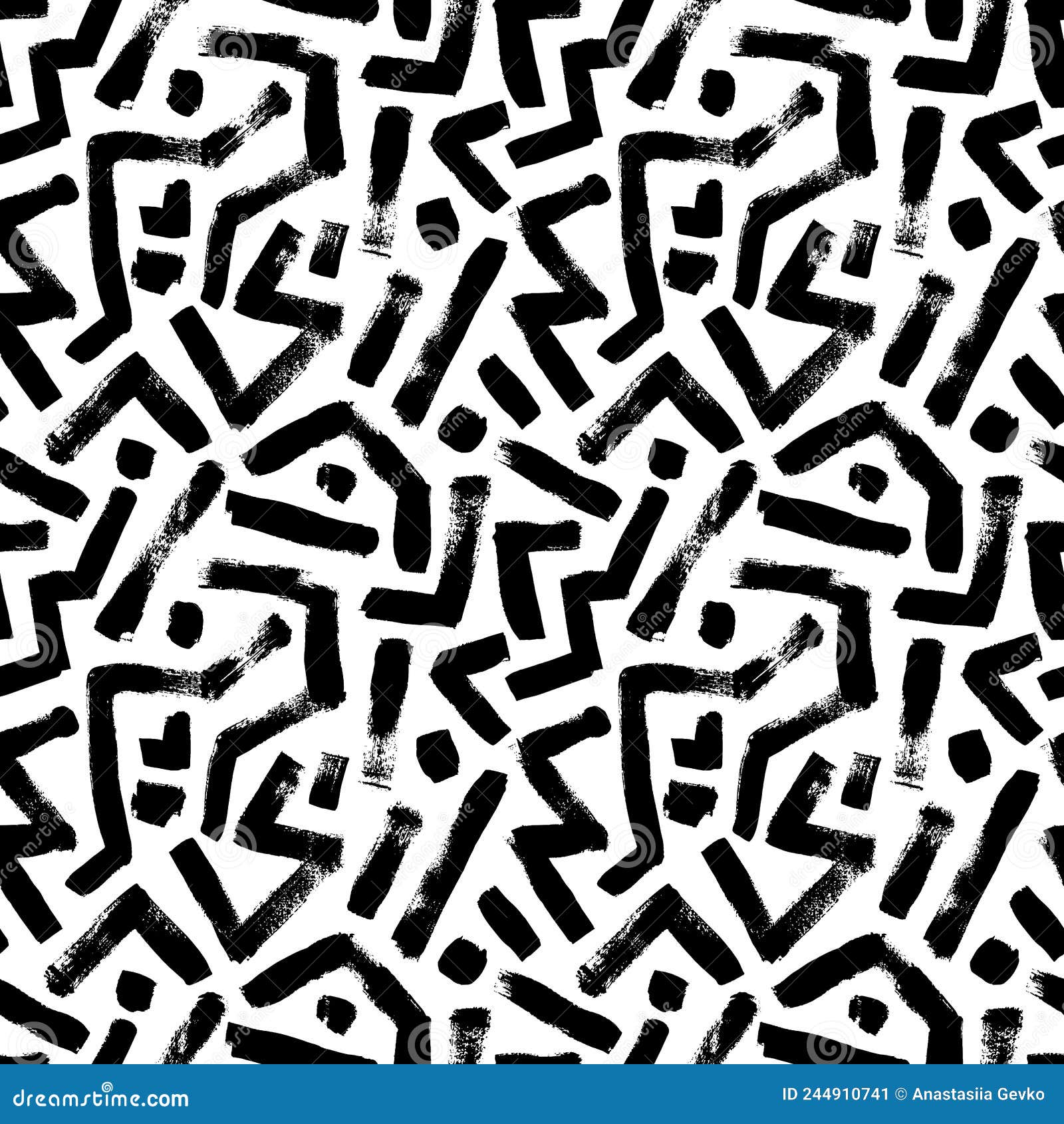 Bold Brush Lines Irregular Maze Seamless Pattern. Stock Vector ...