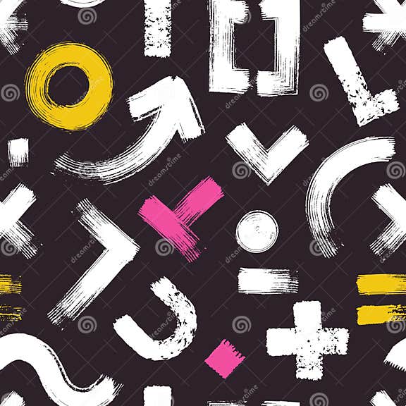 Bold Brush Pattern. Seamless Print of Abstract Brush Strokes of ...