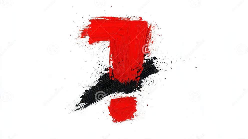 Bold Brushstrokes Create Dramatic Red Exclamation Mark Stock ...