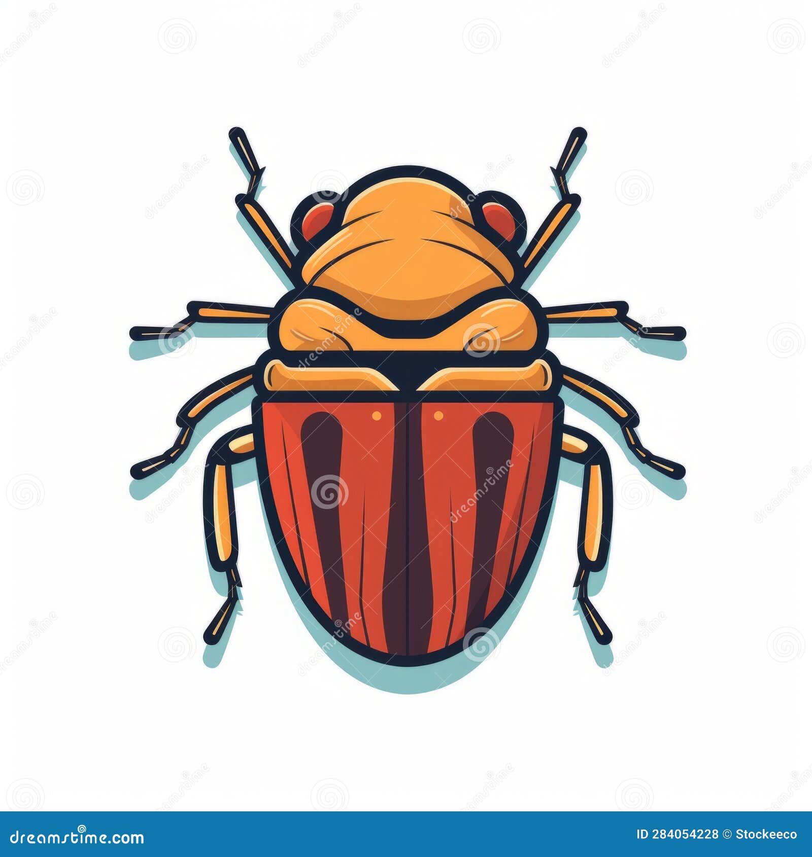 Bold Bug Beetle Vector Illustration in Dark Orange and Light Blue Stock ...