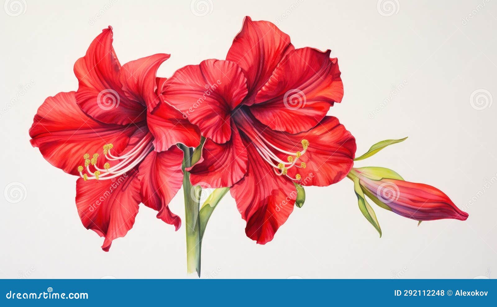 Bold and Captivating Watercolor of a Blooming Amaryl AI Generated Stock ...