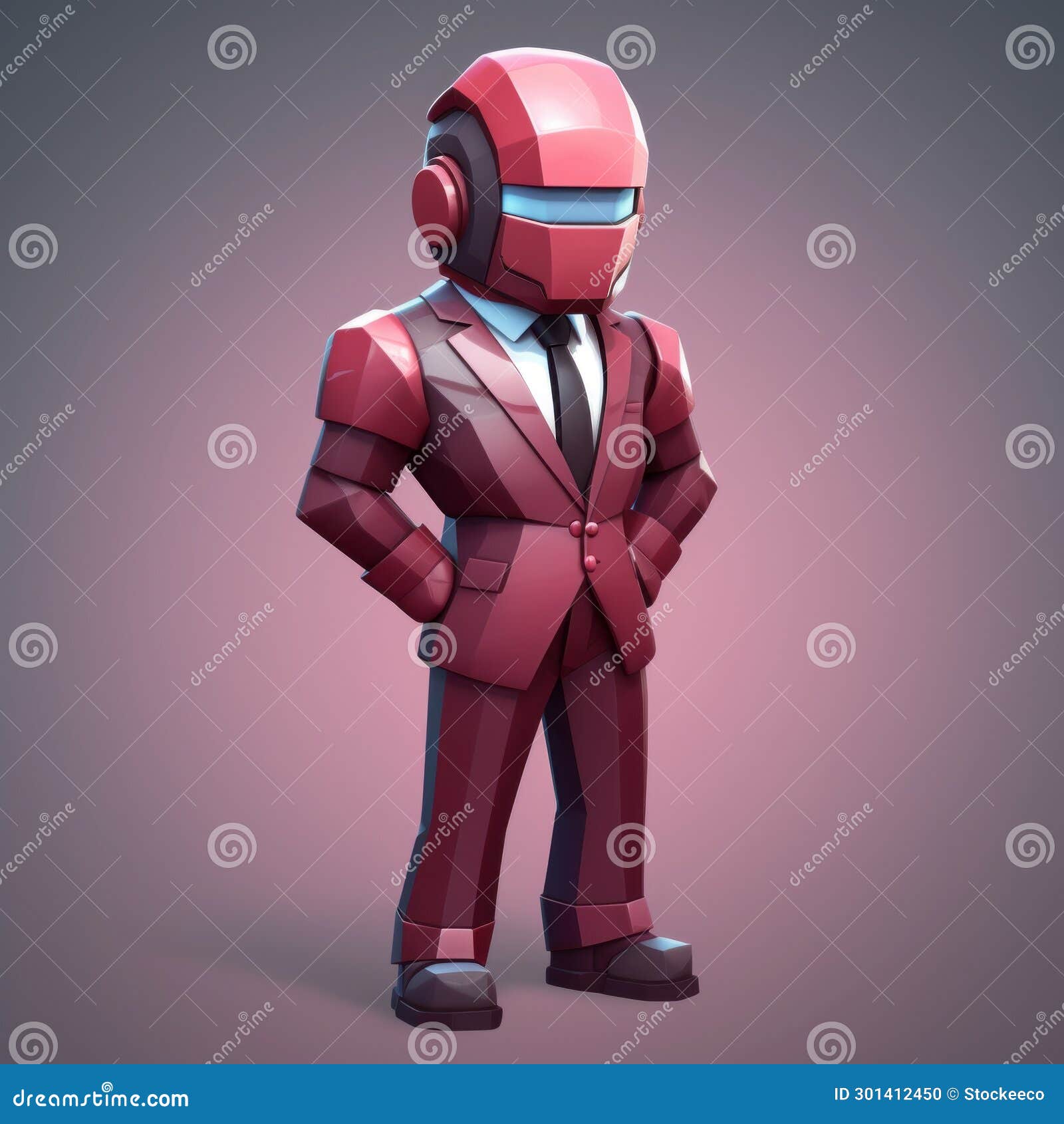 Bold Character Design: Computer Man in Red Suit - 3d Industrial Bugcore ...