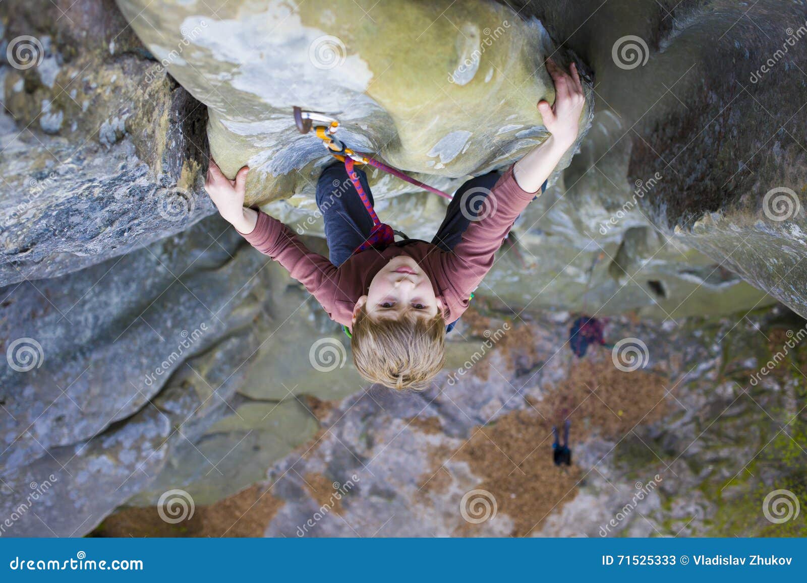 A bold child is climbing. stock image. Image of effort - 71525333