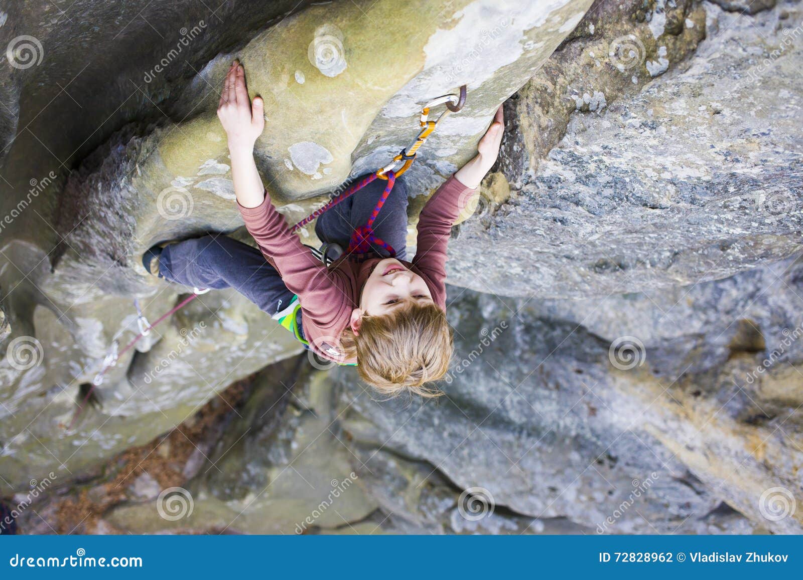 A bold child is climbing. stock photo. Image of high - 72828962