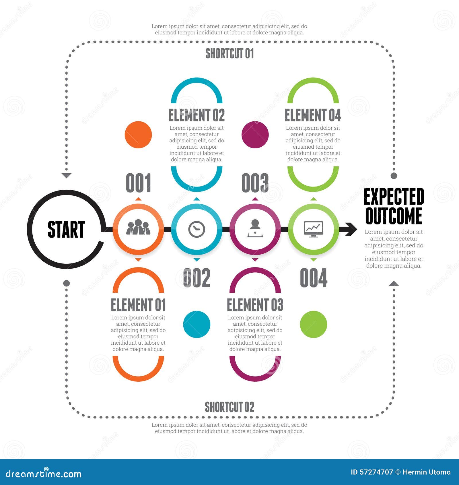 Bold Circle Line Chain Infographic Stock Vector - Illustration of ...