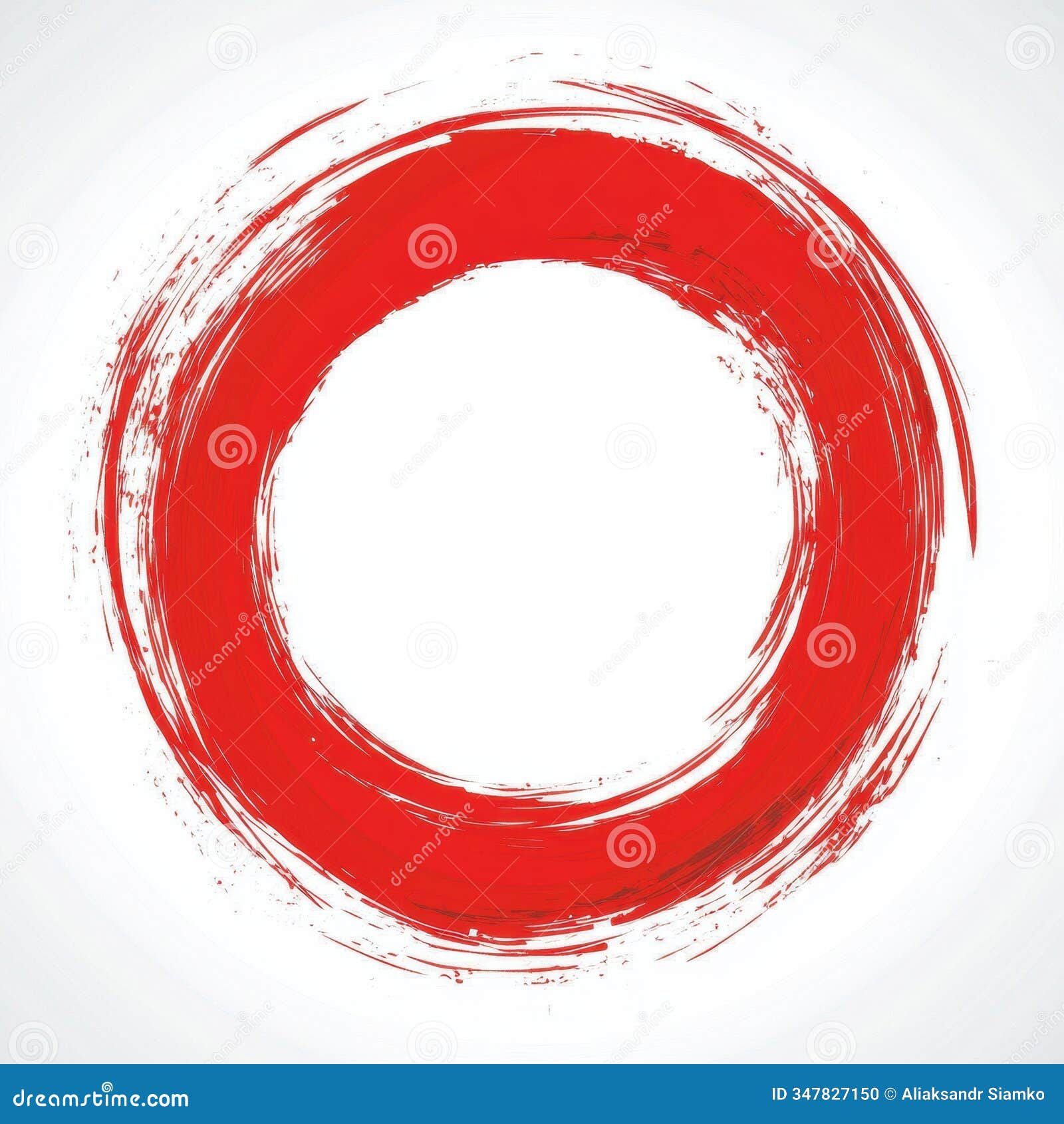 Bold Circular Red Brushstroke on a Plain White Background Stock ...