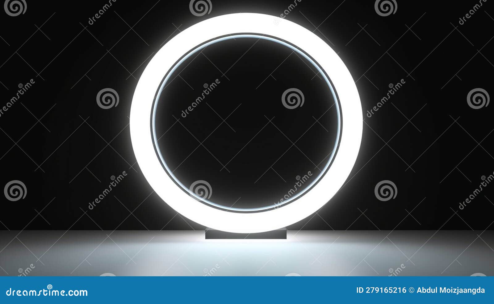 Bold and Clean White Circle Neon Light with Negative Space Stock ...