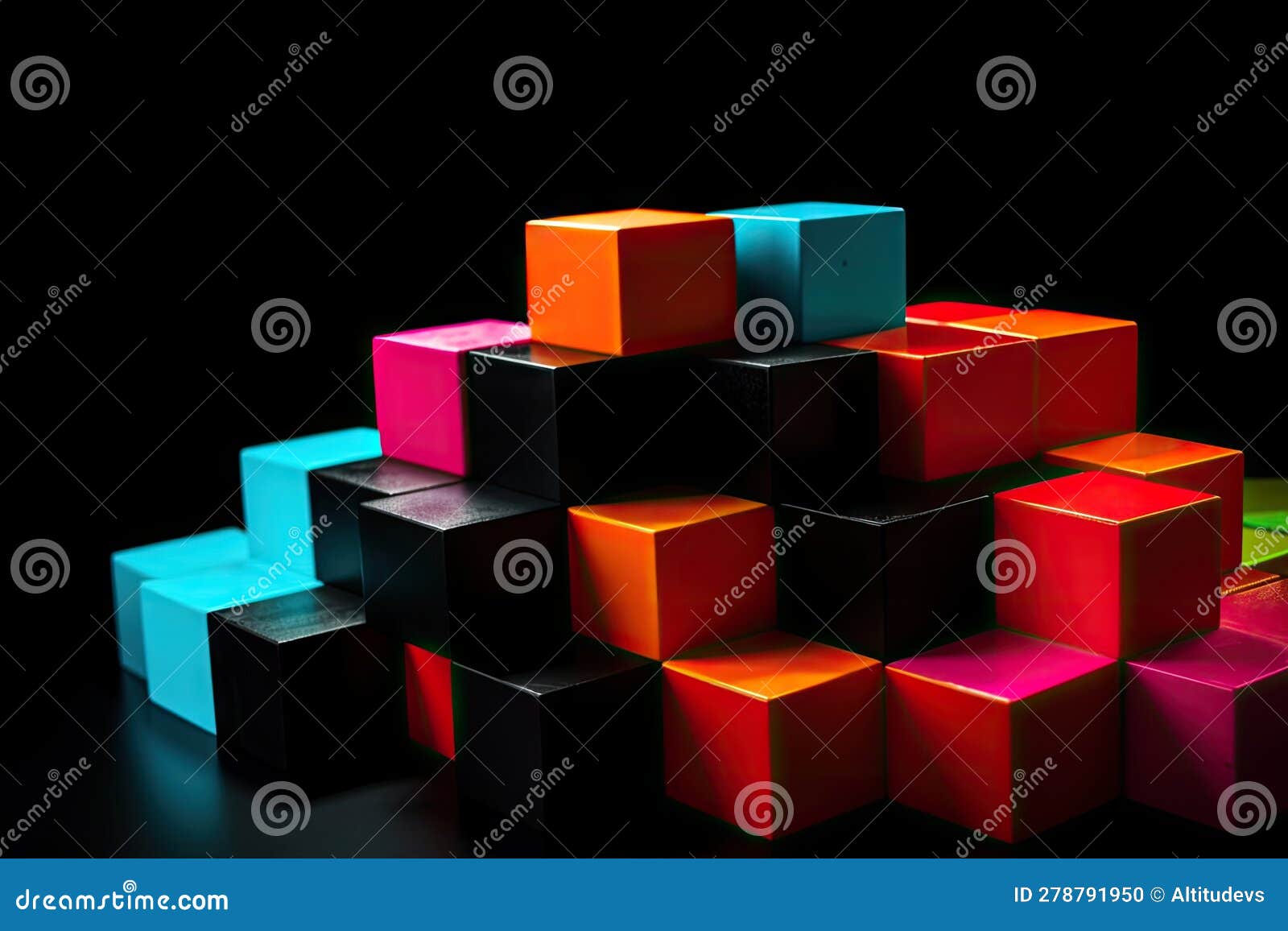 Bold Color Blocks on a Black Background for High Contrast Stock Photo ...