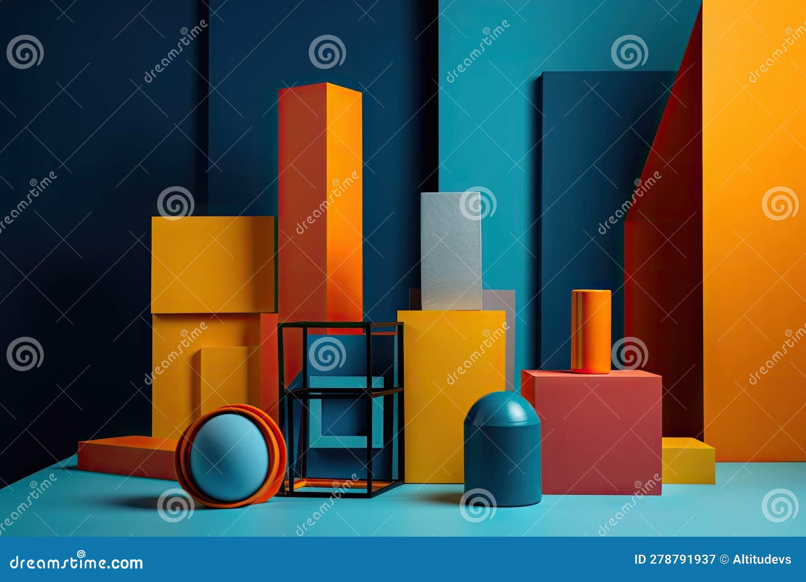 Bold Color Blocks and Contrasts on the Minimal Background Stock Image ...
