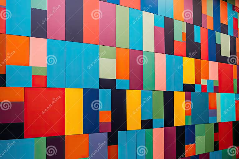 Bold Color Blocks Form a Pattern that Repeats on a Wall Stock ...