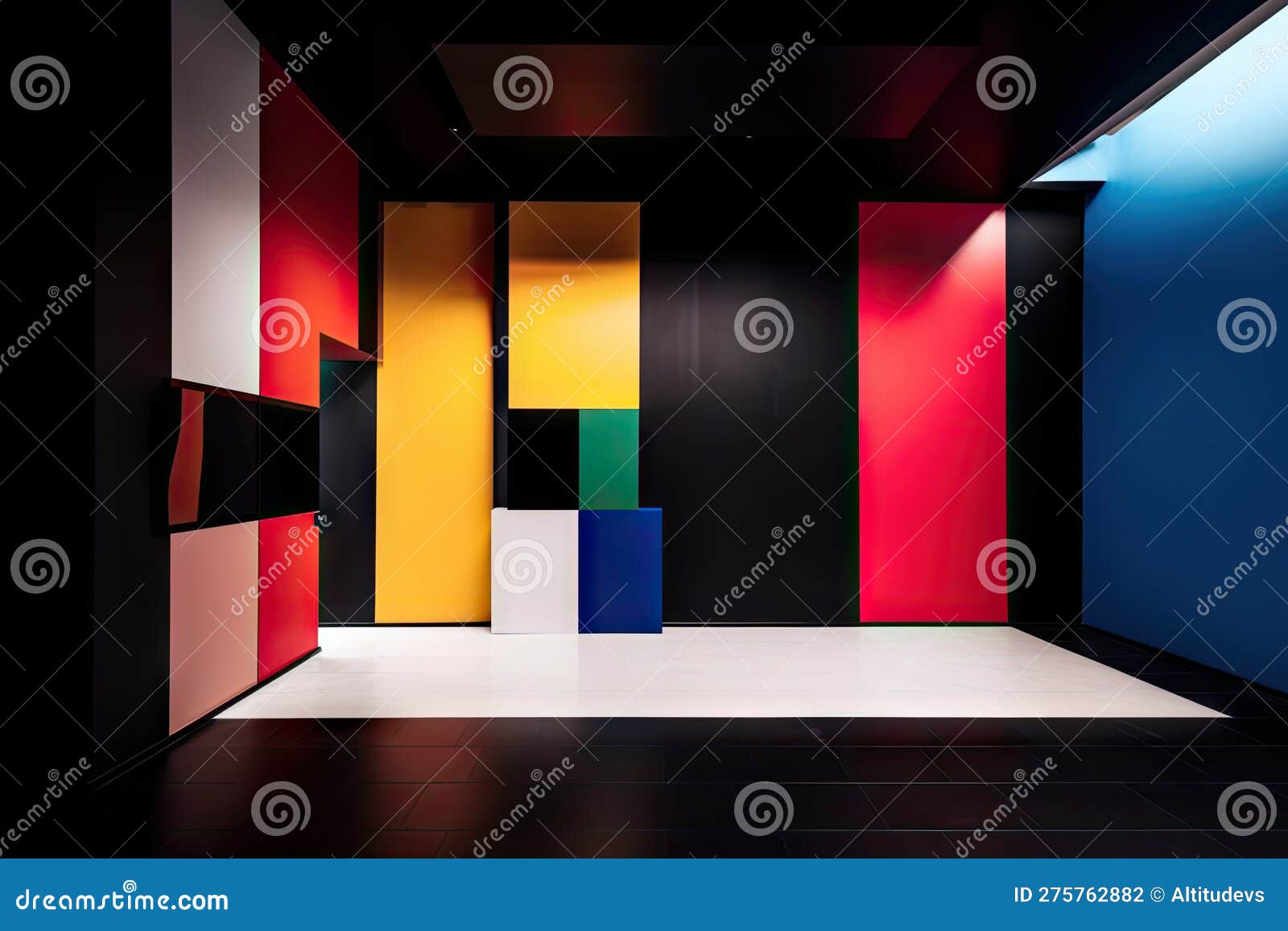 Bold Color Blocks in Minimalist Space with Black Background Stock ...
