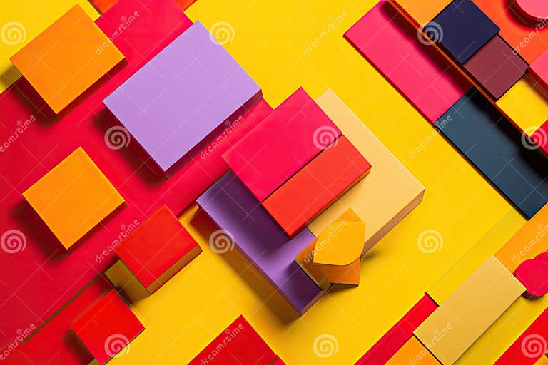 Bold Color Blocks on a Monochromatic Background Stock Photo - Image of ...