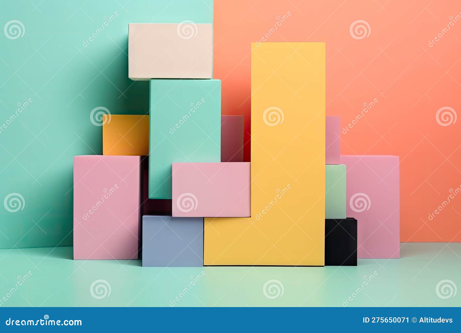 Bold Color Blocks on Soft Pastel Background Stock Illustration ...