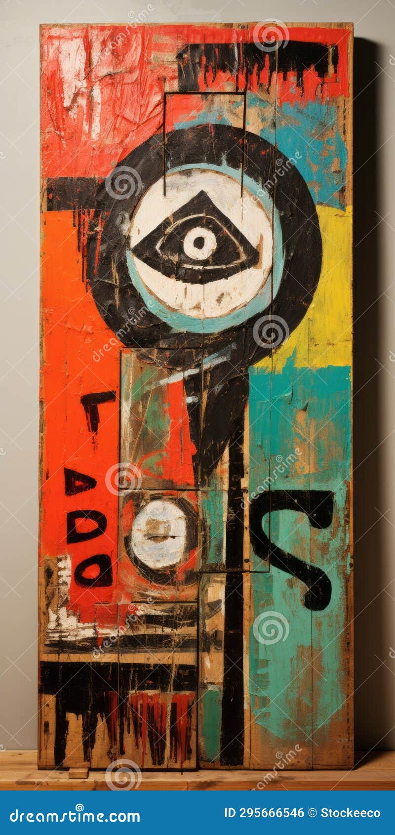 Bold and Colorful Graffitied Assemblage: Eye with Iconographic ...