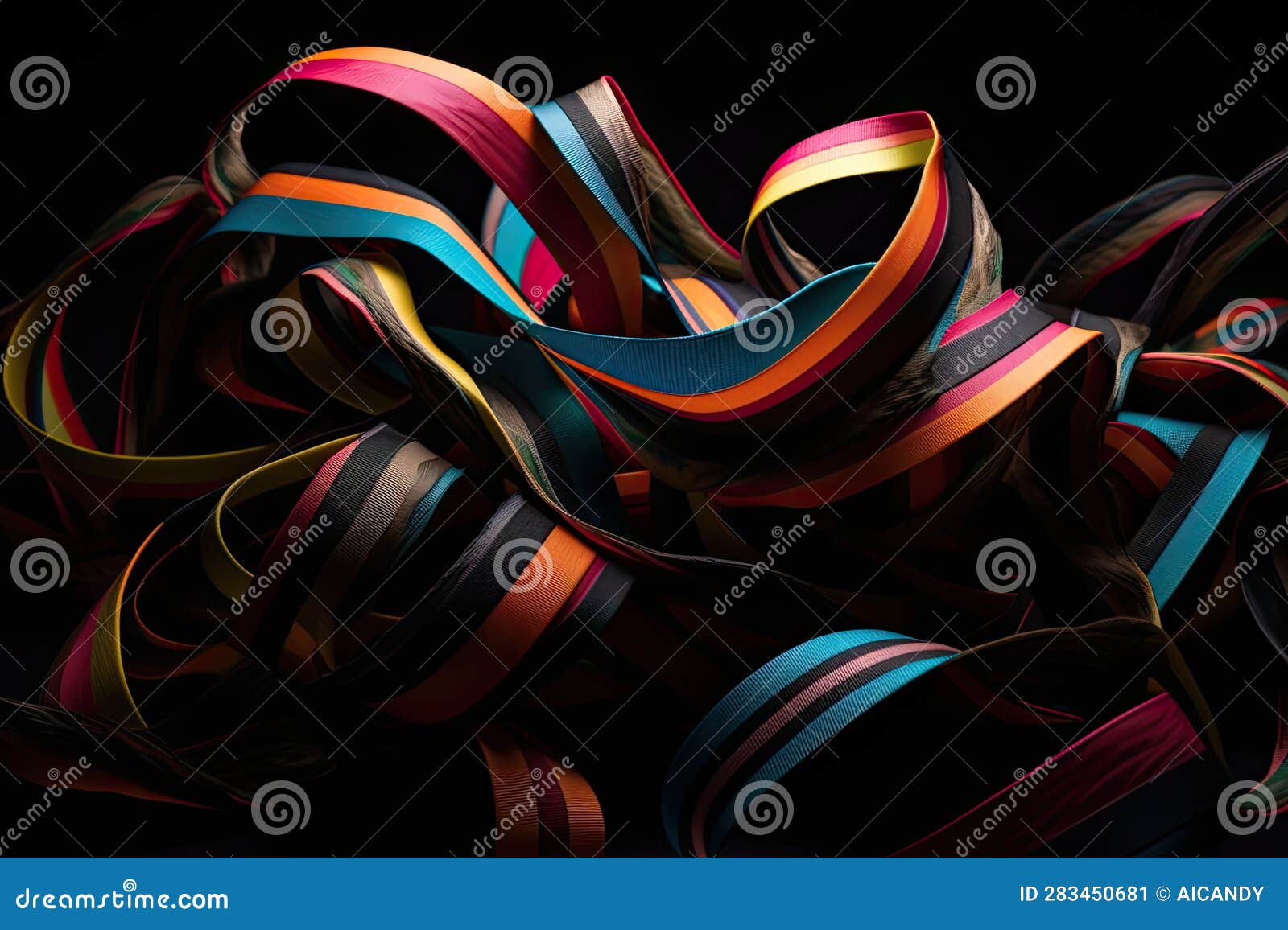 Red Ribbon Patterns Set Isolated On White Background. Vector ...