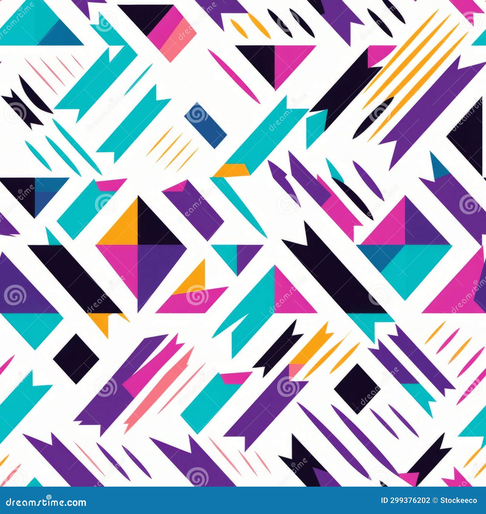 Bold and Colorful Synthwave Geometric Pattern on White Background Stock ...