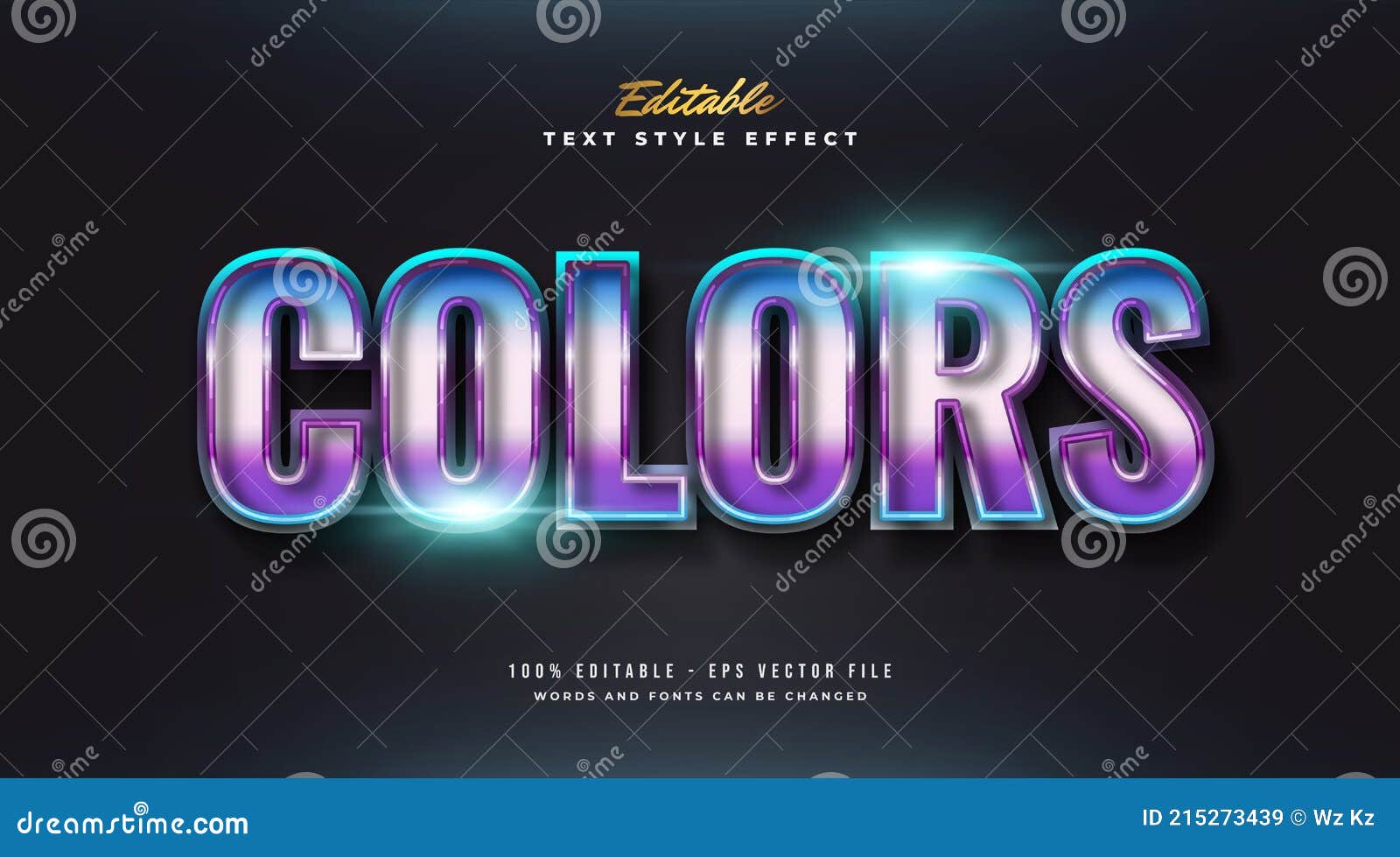 Bold Colorful Text in Modern and Futuristic Style with Glossy Effect ...