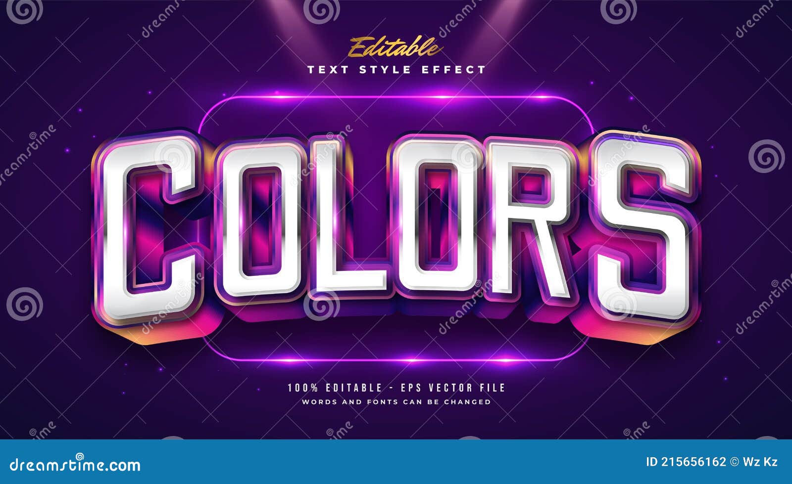 Bold Colorful Text Style with Curved Effect Stock Vector - Illustration ...