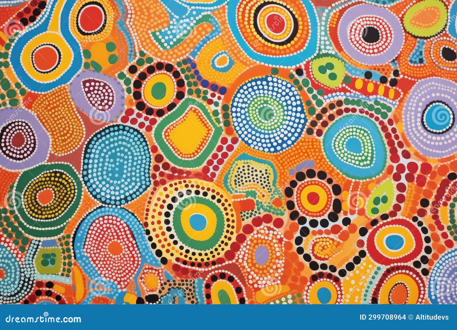 Bold Coloured Aboriginal Dot Painting on Fabric Stock Photo - Image of ...