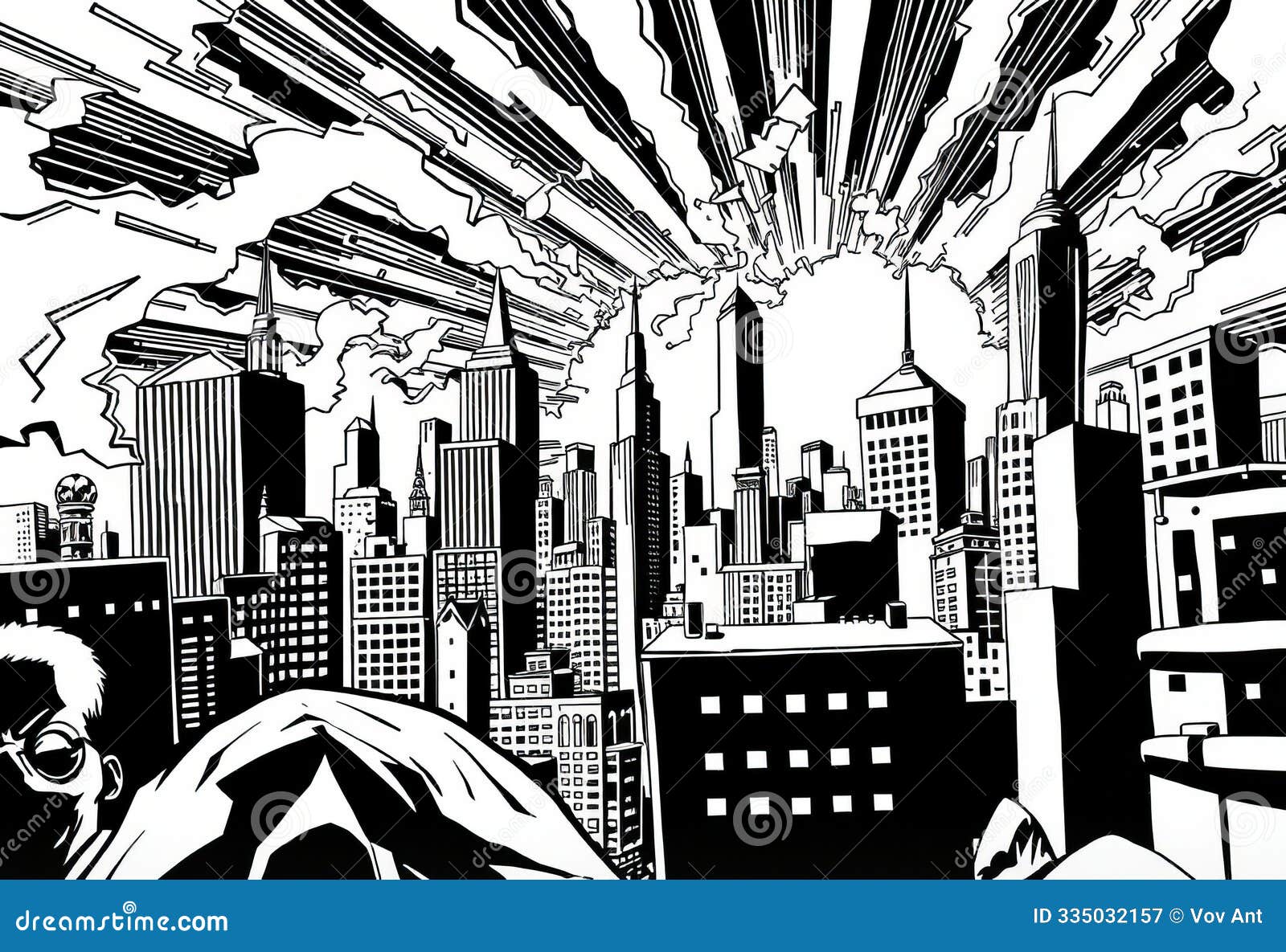 Bold Comic Book Style Illustrations in Black and White Stock ...