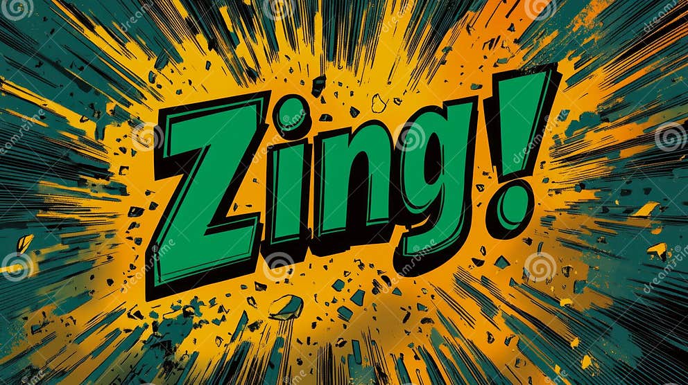 Bold Comic Style Explosion with "zing!" Text in Vibrant Colors Stock ...