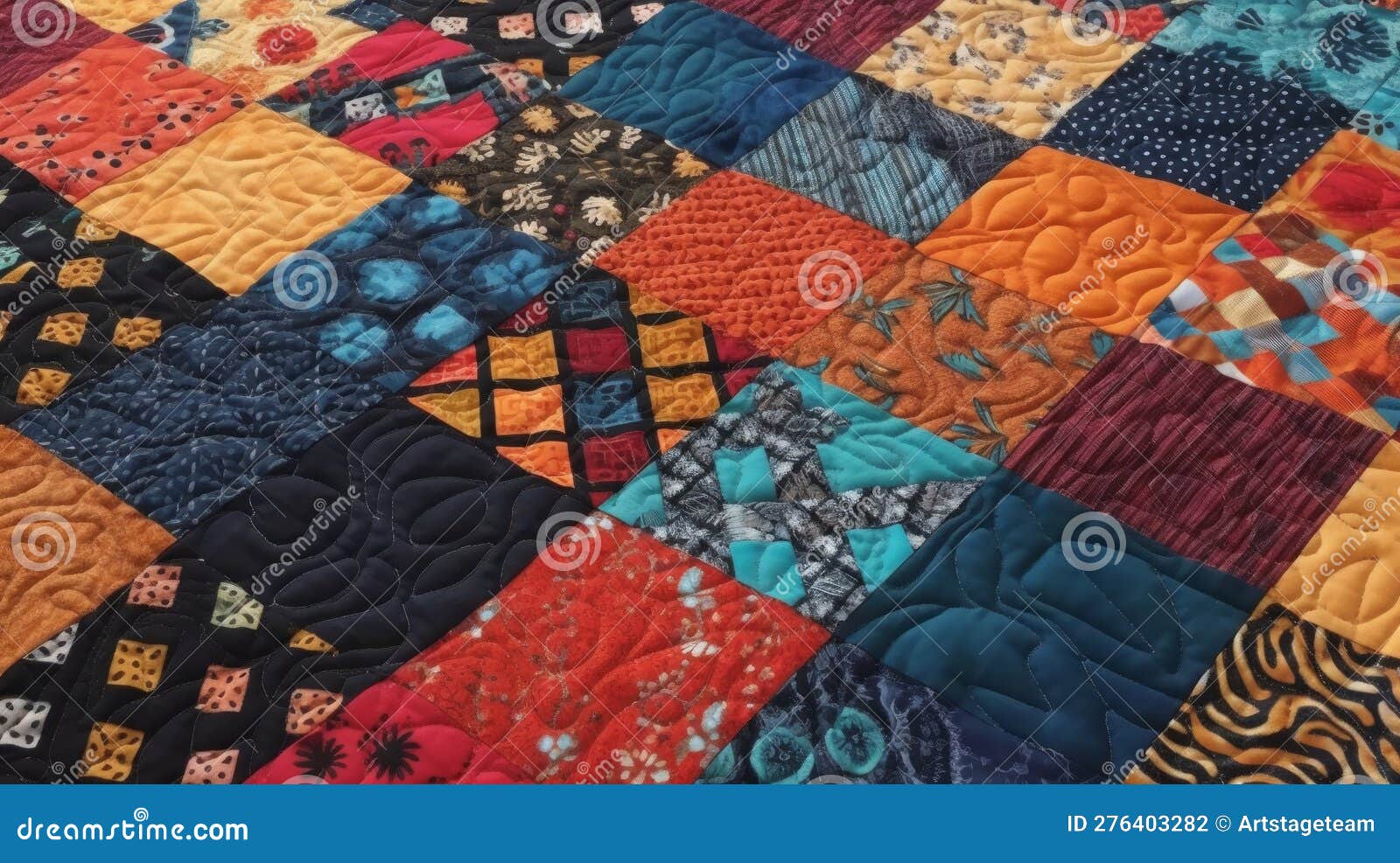 Bold Contrasting Pattern on a Quilt. AI Generated Stock Photo - Image ...