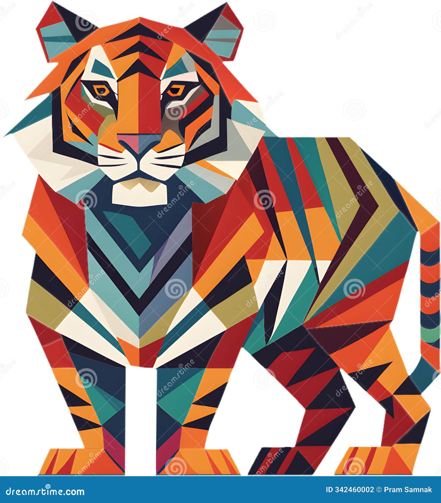 Bold Cubism Tiger Clipart With Angular Shapes. Stock Photo ...