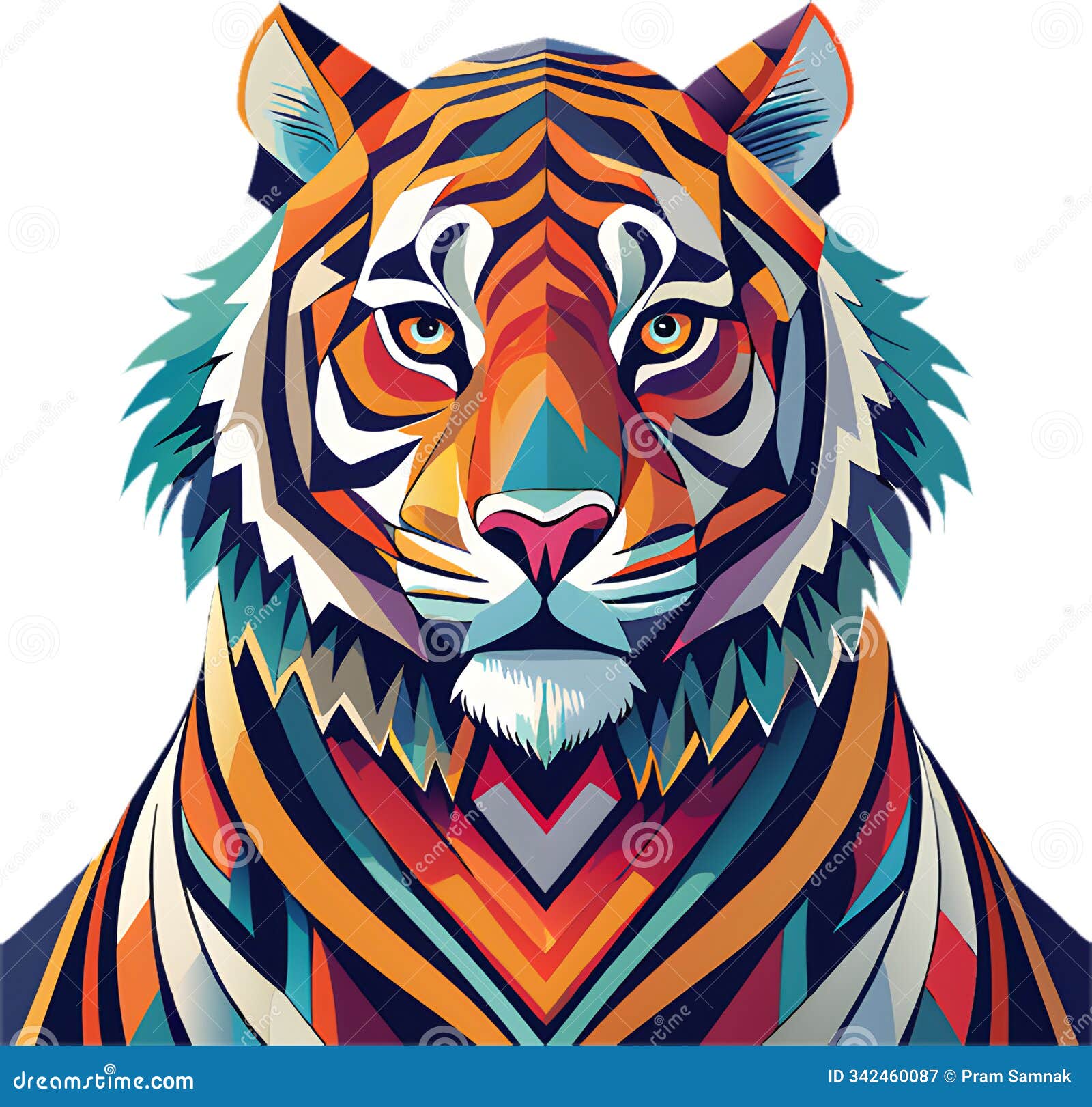 Bold Cubism Tiger Clipart with Angular Shapes. Stock Illustration ...