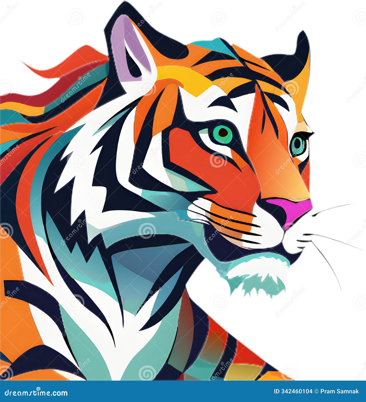 Bold Cubism Tiger Clipart With Angular Shapes. Stock Photo ...