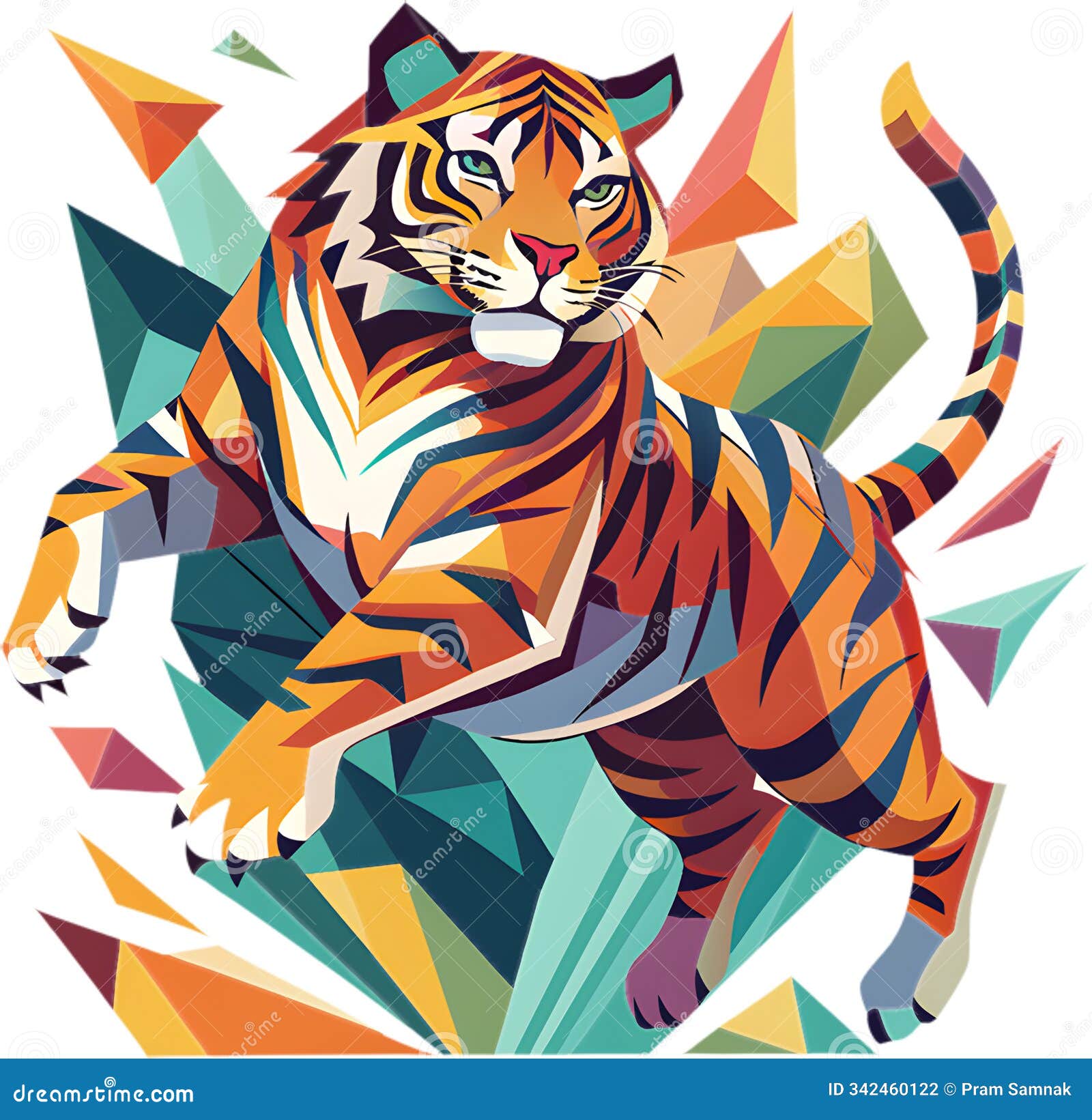 Bold Cubism Tiger Clipart with Angular Shapes. Stock Illustration ...