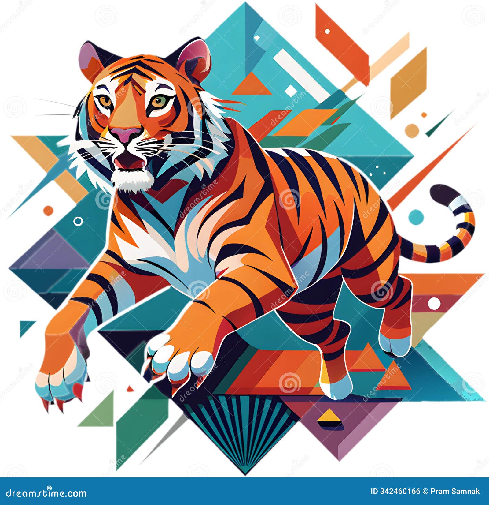 Bold Cubism Tiger Clipart with Angular Shapes. Stock Illustration ...