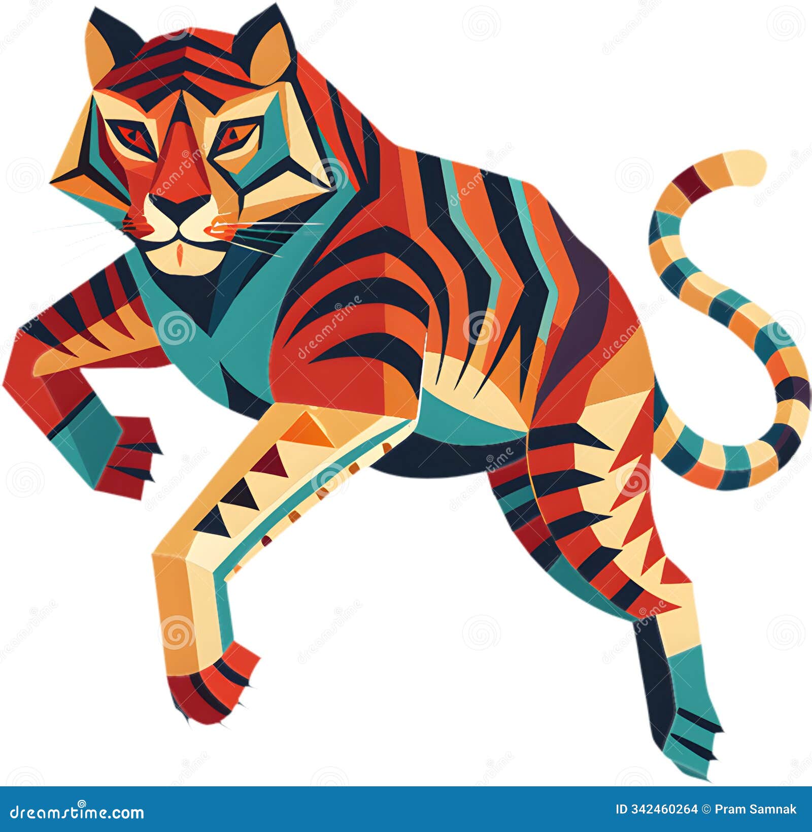 Bold Cubism Tiger Clipart with Angular Shapes. Stock Illustration ...
