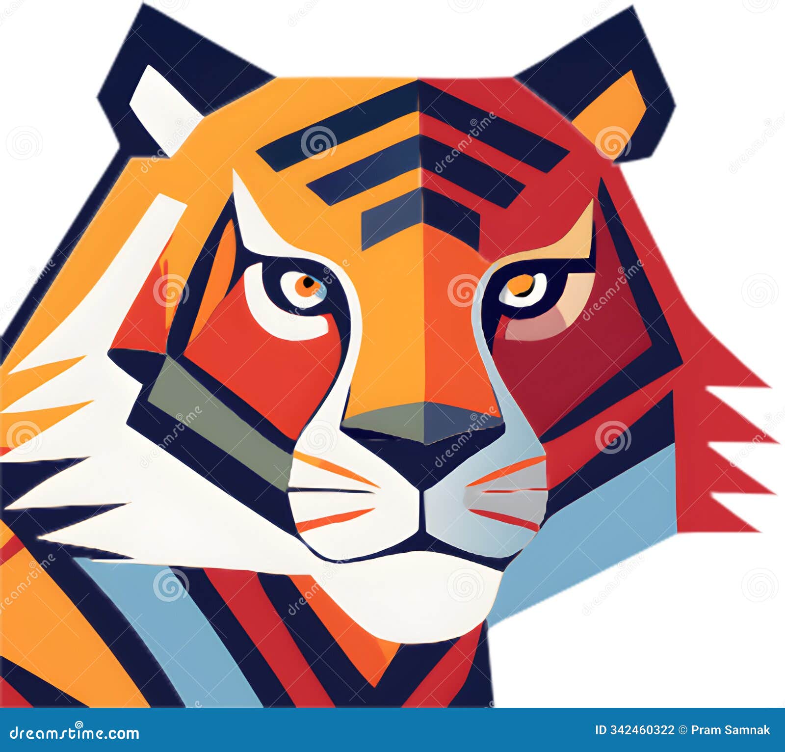 Bold Cubism Tiger Clipart with Angular Shapes. Stock Illustration ...