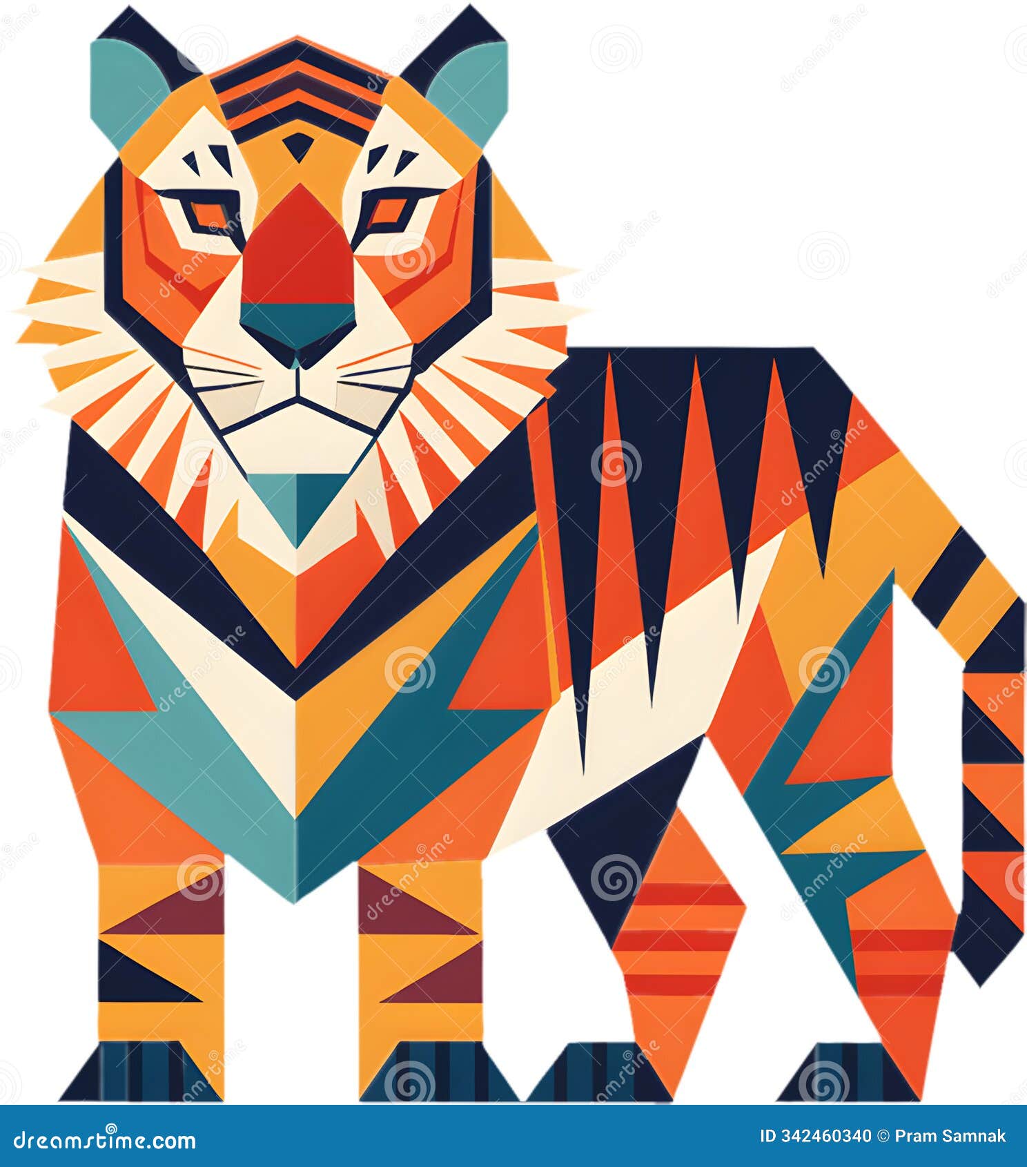 Bold Cubism Tiger Clipart with Angular Shapes. Stock Illustration ...