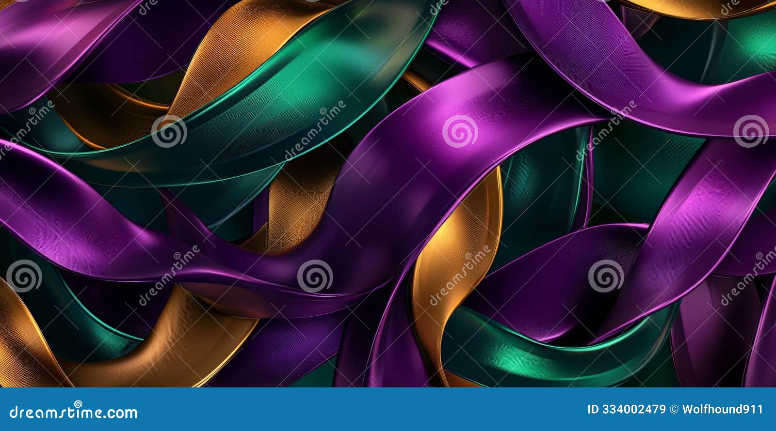 A Bold 3D Background with Twisting Ribbons in Deep Purple, Emerald ...
