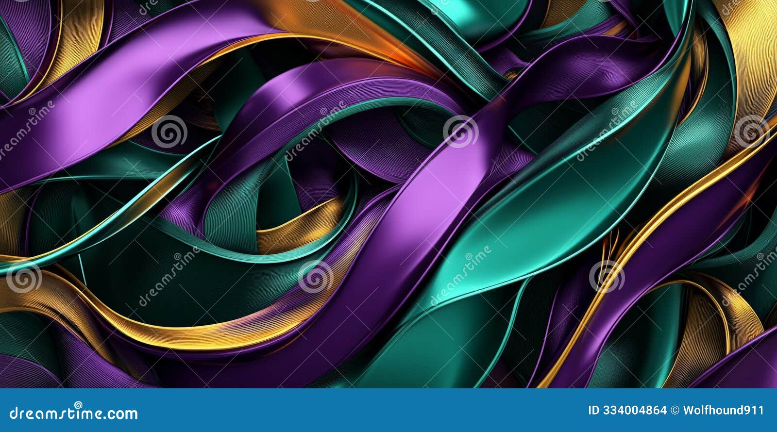 A Bold 3D Background with Twisting Ribbons in Deep Purple, Emerald ...