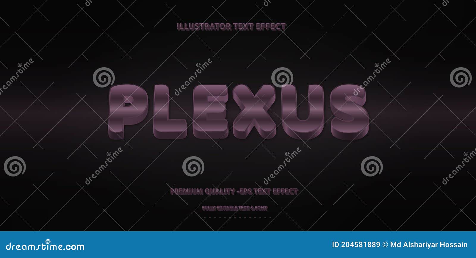 Bold 3D Plexus Text Style with Eggplant Accent Stock Vector ...