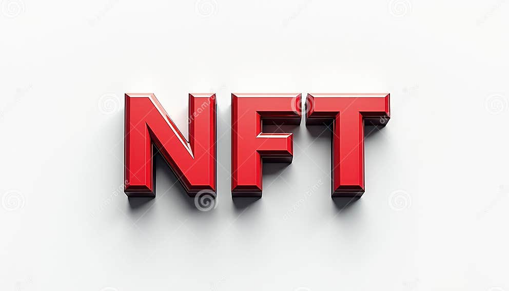 Bold 3D Red NFT Text on a Plain White Background. Stock Illustration ...