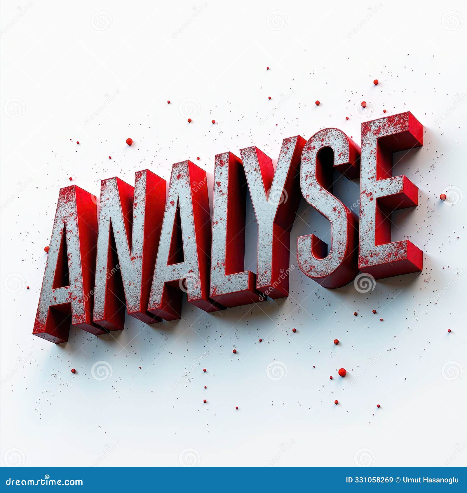 Bold 3D Red Text Spelling ANALYSE on a White Background with Scattered ...