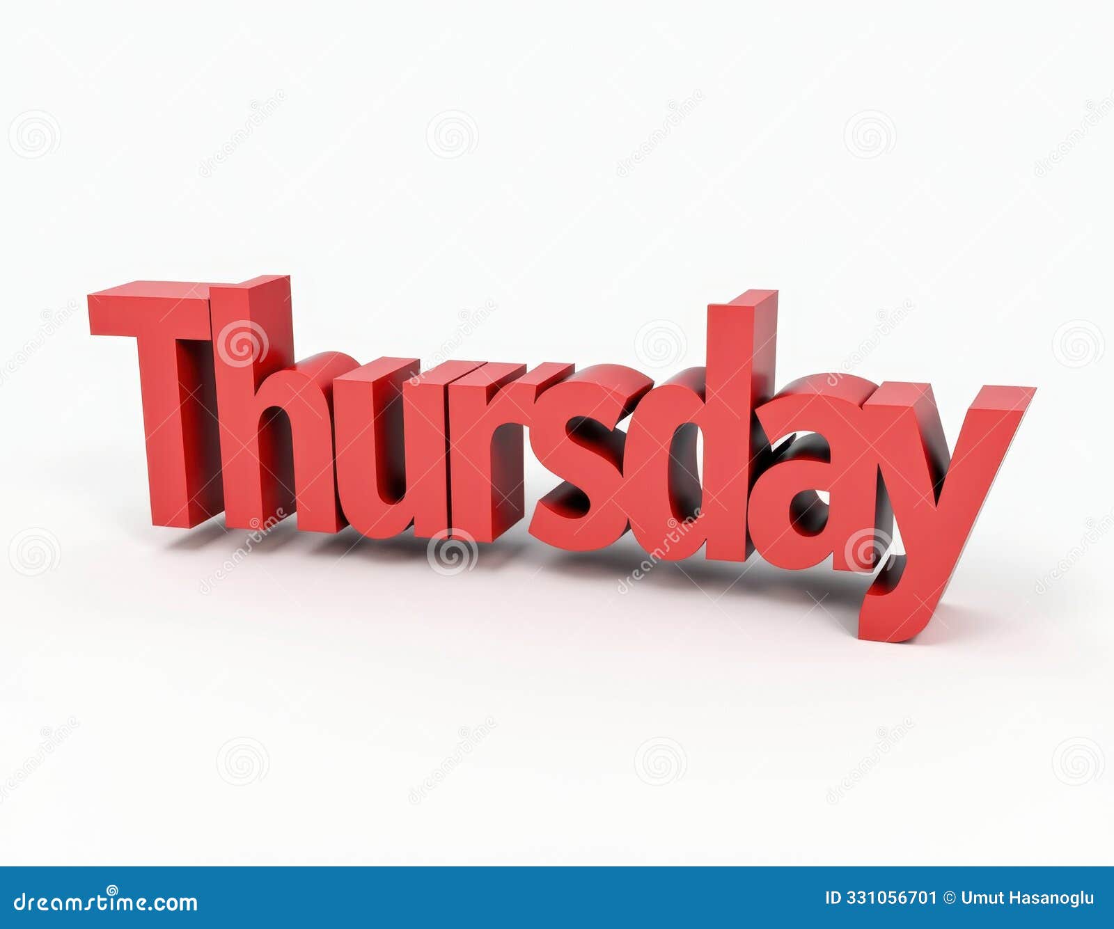 Bold 3D Red Thursday Text on a White Background. Stock Illustration ...
